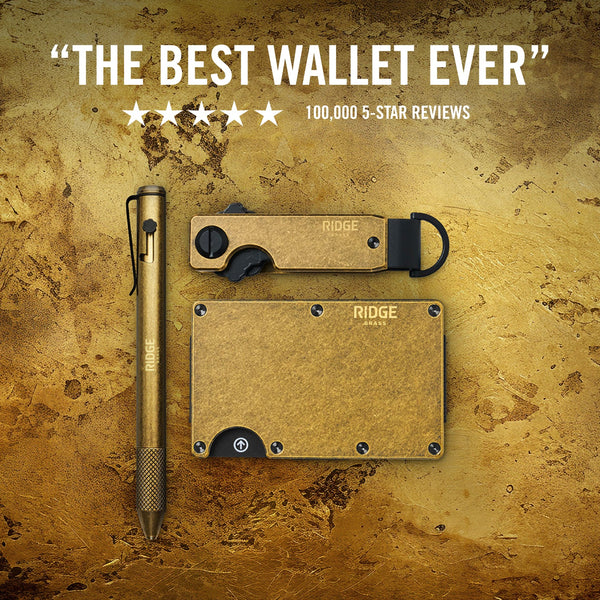 The Ridge: Wallet + Keycase + Pen Kit - Brass - Ridge CA