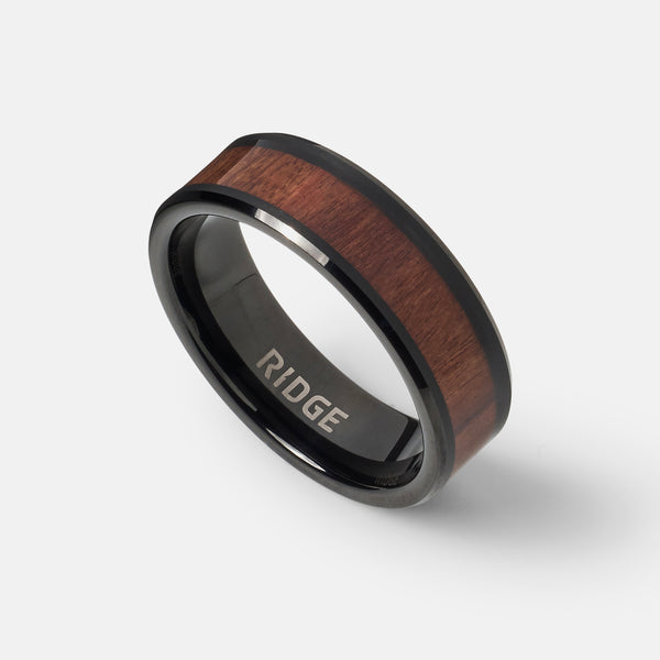 Ridge | Forged In Nature Collection | Mopane Wood Beveled Ring - Ridge CA
