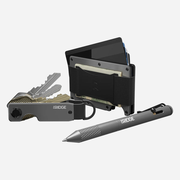The Ridge: Wallet + Keycase + Pen Kit - Gunmetal - Ridge CA